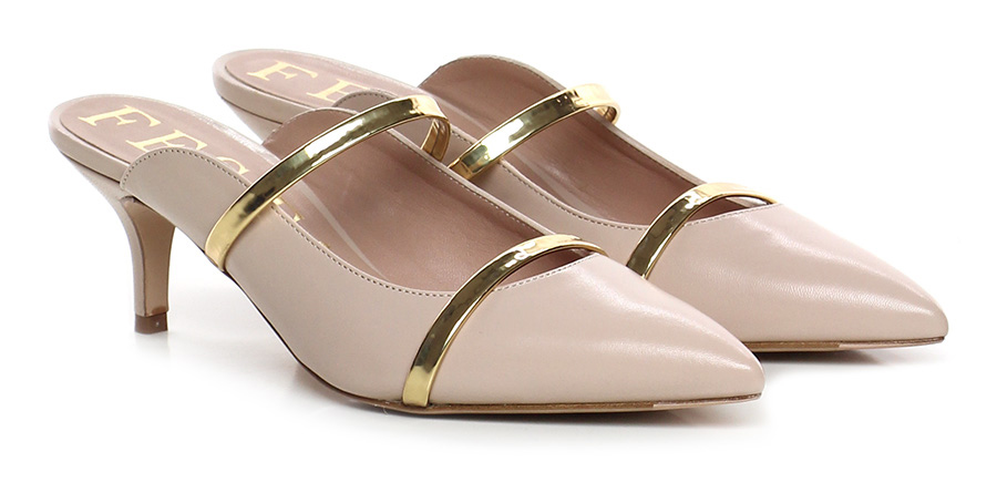 Scarpa con tacco Cipria/oro Festa Milano - Le Follie Shop