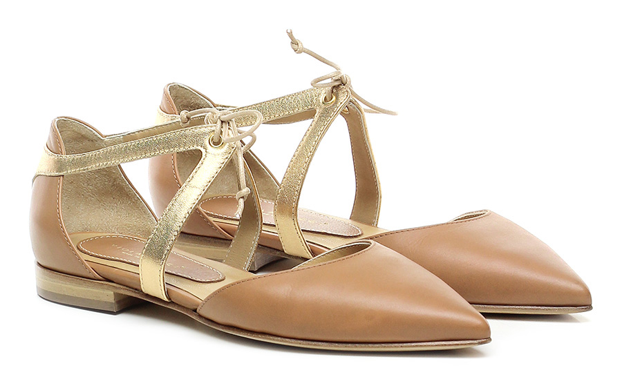 Scarpa bassa Cuoio/platino Viola Ricci - Le Follie Shop